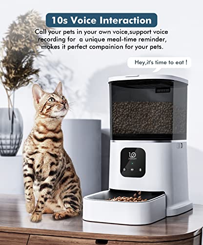 ZOKALEY Automatic Cat Feeders,2.4G WiFi Enabled Programmable Pet Feeder for Dog and Cat,Timed Pet Food Dispenser with Portion Control,APP Remote Control &10s Voice Recorder,B-White