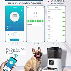 ZOKALEY Automatic Cat Feeders,2.4G WiFi Enabled Programmable Pet Feeder for Dog and Cat,Timed Pet Food Dispenser with Portion Control,APP Remote Control &10s Voice Recorder,B-White