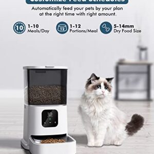 ZOKALEY Automatic Cat Feeders,2.4G WiFi Enabled Programmable Pet Feeder for Dog and Cat,Timed Pet Food Dispenser with Portion Control,APP Remote Control &10s Voice Recorder,B-White