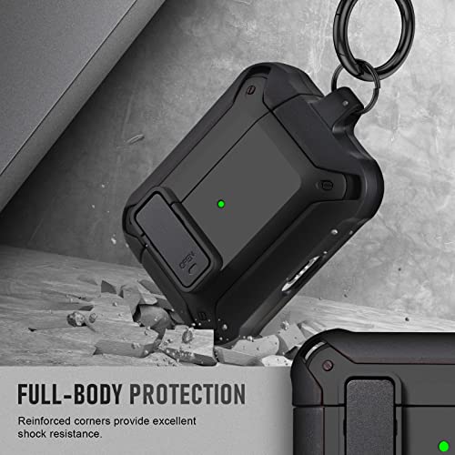 Youtec for Airpods Pro Case, Secure Lock Clip Full Body Shockproof Hard Shell Protective with Keychain for AirPod Pro (2019), Black