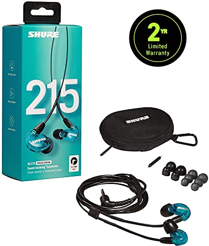 Shure SE425-CL Professional Sound Isolating Earphones - Clear & SE215 PRO Wired Earbuds - Professional Sound Isolating Earphones, Clear Sound & Deep Bass, Blue (SE215SPE)