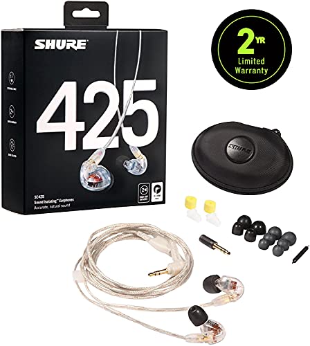 Shure SE425-CL Professional Sound Isolating Earphones - Clear & SE215 PRO Wired Earbuds - Professional Sound Isolating Earphones, Clear Sound & Deep Bass, Blue (SE215SPE)