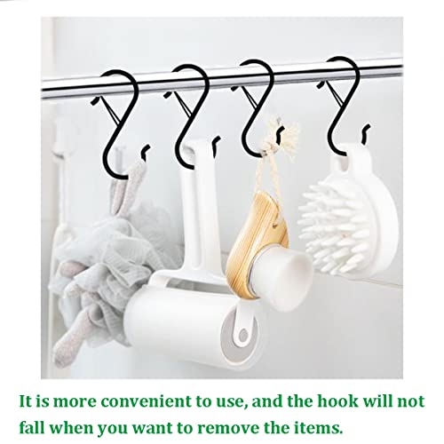 Seamaka 8pcs 3.5 inch Black S Hooks,Heavy Duty S Shaped Hooks for Hanging Rust-Proof S Hooks with Safety Buckle Design for Hanging Plants Coffee Cups Pots and Pans Clothes Bags in Kitchen Bathroom