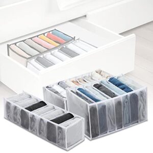 evankin 3pcs wardrobe clothes organizer - drawer & closet storage organizer - nylon mesh organizer - 3-kinds of size for jeans, leggings, shirts (white)