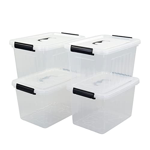 Kiddream 22 Quart Plastic Clear Storage Bins, Lidded Storage Boxes Set of 4