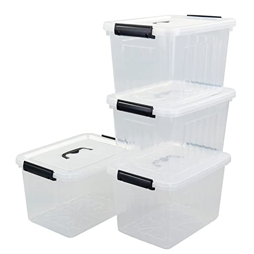 Kiddream 22 Quart Plastic Clear Storage Bins, Lidded Storage Boxes Set of 4