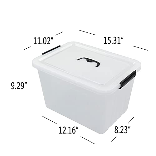 Kiddream 22 Quart Plastic Clear Storage Bins, Lidded Storage Boxes Set of 4