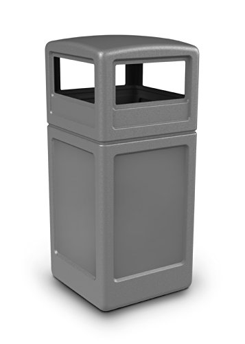 Commercial Zone-73290199 PolyTec 42 Gallon Square Waste Container, Black & Umbra Vento Open Top 16.5-Gallon Kitchen Trash Large, Garbage Can for Indoor, Outdoor or Commercial Use, Black/Nickel