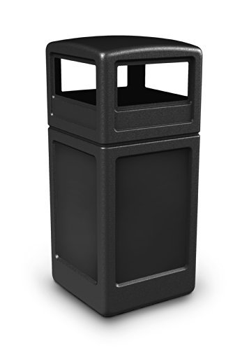 Commercial Zone-73290199 PolyTec 42 Gallon Square Waste Container, Black & Umbra Vento Open Top 16.5-Gallon Kitchen Trash Large, Garbage Can for Indoor, Outdoor or Commercial Use, Black/Nickel