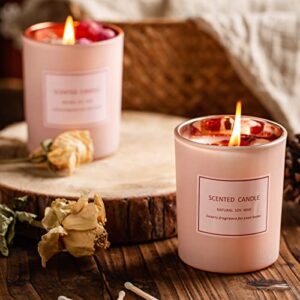 Lavender Scented Candles Pink Jars Soy Candles Aromatherapy Candle Novelty Birthday Gift for Men Candles Funny Candle Gifts with Dry Flower Gifts for Friend Gifts for Woman Girlfriend