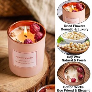 Lavender Scented Candles Pink Jars Soy Candles Aromatherapy Candle Novelty Birthday Gift for Men Candles Funny Candle Gifts with Dry Flower Gifts for Friend Gifts for Woman Girlfriend