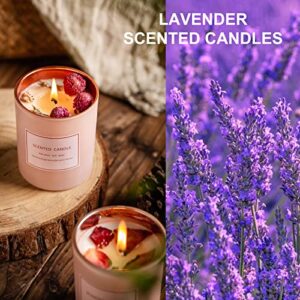 Lavender Scented Candles Pink Jars Soy Candles Aromatherapy Candle Novelty Birthday Gift for Men Candles Funny Candle Gifts with Dry Flower Gifts for Friend Gifts for Woman Girlfriend