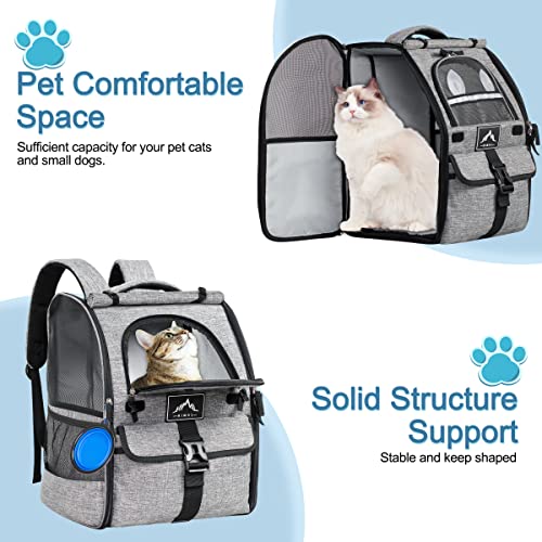 GoHimal Pet Carrier Backpack for Dogs and Cats,Puppies,Ventilated Design Breathable Dog Carrier Backpack,Cat Bag for Hiking Travel Camping Outdoor Use,Gray