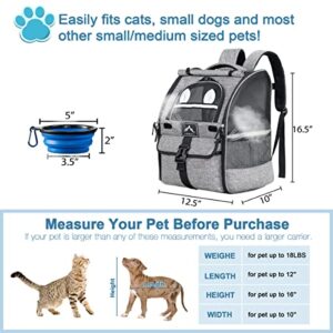 GoHimal Pet Carrier Backpack for Dogs and Cats,Puppies,Ventilated Design Breathable Dog Carrier Backpack,Cat Bag for Hiking Travel Camping Outdoor Use,Gray