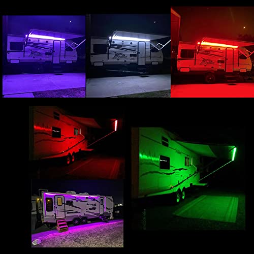 Vbakor RV Awning Lights Kit, 20FT RGB Dimmable Waterproof 12V Camper Awning Strip Lights with APP/Remote Control, Sound Music Sync, RV Exterior Lighting for Party Motorhome Travel Trailer