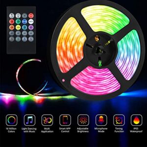 Vbakor RV Awning Lights Kit, 20FT RGB Dimmable Waterproof 12V Camper Awning Strip Lights with APP/Remote Control, Sound Music Sync, RV Exterior Lighting for Party Motorhome Travel Trailer