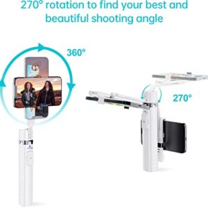 Ambertronix 40” Selfie Stick Tripod Quadrapod, Onboard Light, Wireless Bluetooth Remote, Extendable, Stainless Steel, 3 Light Modes, 9 Brightness Levels, Compatible with All iPhone & Android Devices