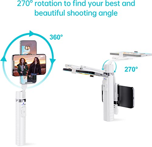 Ambertronix 40” Selfie Stick Tripod Quadrapod, Onboard Light, Wireless Bluetooth Remote, Extendable, Stainless Steel, 3 Light Modes, 9 Brightness Levels, Compatible with All iPhone & Android Devices