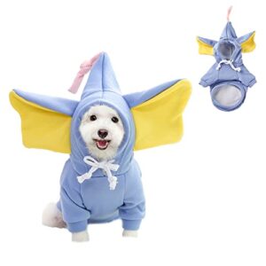 hdkuw dogs hoodie, sweatshirt fruit warm coat sweater, cold weather costume for puppy small medium dog (m, blue elephant)