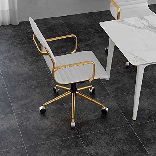 Hioryllks White Gold Office Chair White Gold Office Desk Chair Modern Office Chair Ergonomic Cute Desk Chair (3011 Gold White)