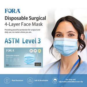 FORA Disposable 4-Layer Surgical Mask, Box of 50 Pcs, Perfect for Surgical and Daily Use