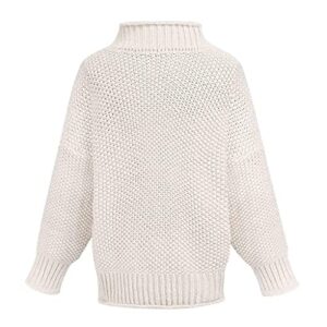 cooki Sweaters for Women, Womens Long Sleeve Turtleneck Oversized Knitted Sweaters Casual Outerwear Sweatshirt Tops Pullover Beige