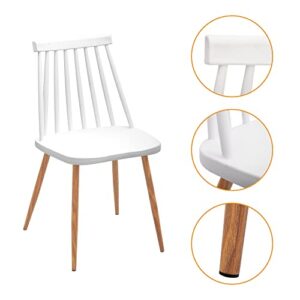 CangLong Spindle Plastic Seat and Back with Metal Leg Side Dining Chair (Set of 2), White