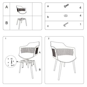 CangLong Set of 2, Modern, Hollow Back Plastic Arm Chair for Kitchen, Dining, Living Room, White 1