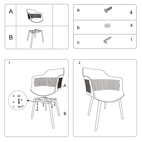 CangLong Set of 2, Modern, Hollow Back Plastic Arm Chair for Kitchen, Dining, Living Room, White 1