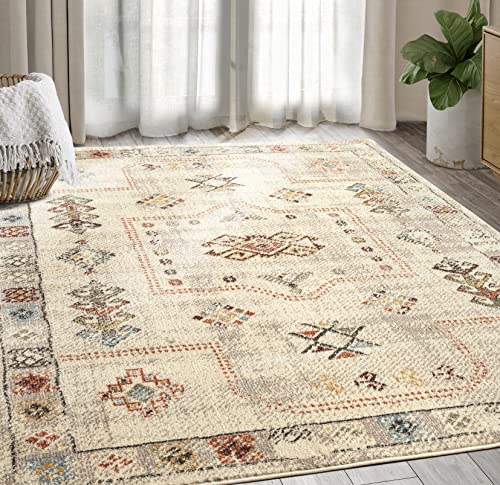 Abani Sedona SED160A Southwestern Beige Mutlicolor Tribal Print Area Rug Beige 5'3" x 7'6"