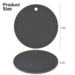 Zoyizi Silicone Trivets for Hot Dishes, Pots&Pans, Hot Pads for Kitchen, Silicone Trivet mat for Table Tops, Silicone Pot Holder for Countertops, Heat Resistant Mat, Round Silicone Mats Set 4 Black