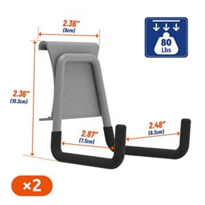 POETISKE Garage Tool Organizer Wall Mount Utiity Hook 2PC Heavy Duty Hanger for Versatile Tools Ladder Chair, 2 Utility hook