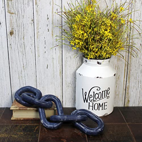 CVHOMEDECO. Rustic Wood Chain Link Decor Farmhouse Hand Carved Wood Link for Home, Wall, Table or Shelf décor Accents (Distressed Blue)