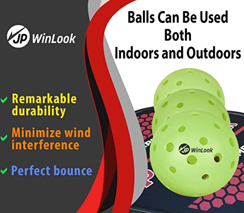 JP WinLook Premium Pickleball Paddles Set - Pickleball Set of 2 Graphite Rackets for Women & Men with 3 Pickleball Balls for Indoor or Outdoor Play. USAPA Approved - 2 Racquets, 3 Pickleballs & Bag