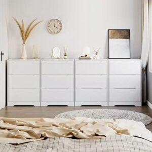 HOSTACK Modern 3 Drawer Dresser, Wood Chest of Drawers with Storage, Tall Nightstand with Cut-Out Handles, Side End Table, Accent Storage Cabinet for Living Room, Bedroom, White