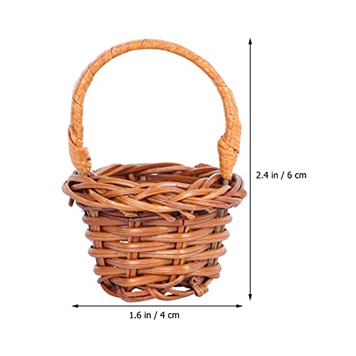 Happyyami 20 Pcs Small Flower Girl Woodchip Country Basket Tiny Wicker Basket With Handle Mini Woven Wooden Basket Desktop Miniature Wicker Basket (30PCS)