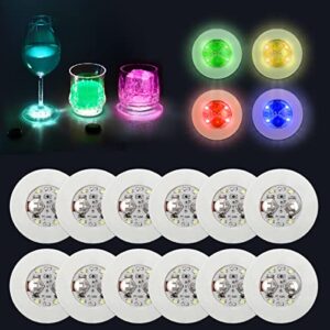 led coaster, ahiier 12 pcs rgb led coasters for drink, 7 colors led bar coaster led bottle lights, led sticker lights for party, wedding, bar (multicolor)