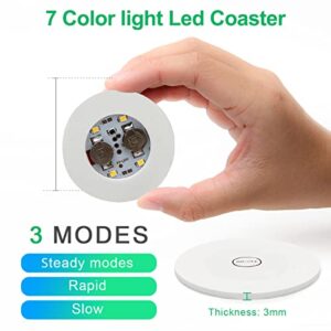 LED Coaster, AHIIER 12 Pcs RGB Led Coasters for Drink, 7 Colors Led Bar Coaster Led Bottle Lights, LED Sticker Lights for Party, Wedding, Bar (Multicolor)