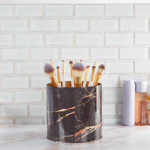 Bathroom Organizer Makeup Organizer Make up Organizator Makeup Brush Holder for Vanity Black Bathroom Accessories Cute Marble Design Metal Tin Storage