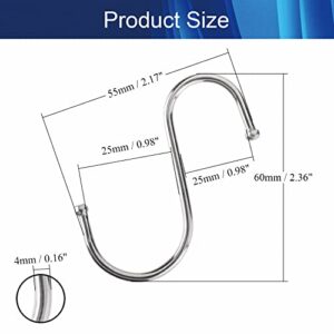 Aicosineg Hooks, Metal S Hooks 2.17" x 2.36"(L x W), S Shaped Hook Hangers for Kitchen, Bathroom Bedroom Storage Room Office Outdoor Mult