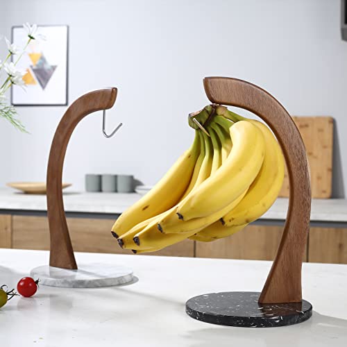 everous Banana Holder, Marble Stand with Stainless Steel Hook