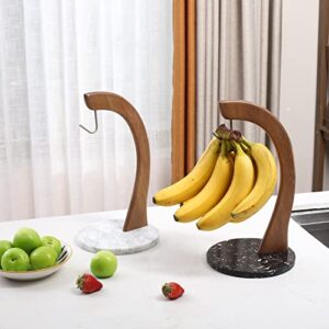 everous Banana Holder, Marble Stand with Stainless Steel Hook