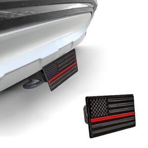 IZTOSS Metal Trailer Hitch Covers Fits for 2" Receivers US American Flag Chrome Emblem Trailer Hitch Cover for Trucks SUV Jeep (Red)