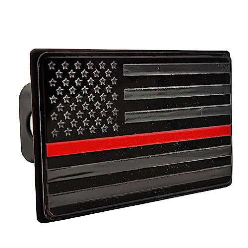 IZTOSS Metal Trailer Hitch Covers Fits for 2" Receivers US American Flag Chrome Emblem Trailer Hitch Cover for Trucks SUV Jeep (Red)