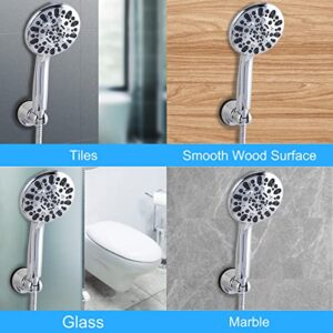 Vacuum Suction Cup Shower Head Holder, Suction Handheld Shower Holder Bracket, Removable Wall Mount Holder with Vacuum Suction Cup for Bathroom, Chrome