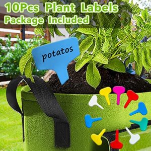 RVZHI 5 Packs 10 Gallon Potato Growing Bags, 400G Heavy Duty Fabric Potato Grow Bags with Flap, Garden Plant Grow Bags for Growing Tomato,Vegetable and Fruits with 10Pcs Plant Labels