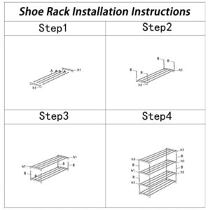 LODFHLL 4-Tier Small Shoe Rack，Narrow Shoe Rack Storage Stackable Sturdy Metal Standing Shoe Shelf Organizer for Closet,Entryway,Hallway