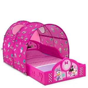 delta children disney minnie mouse plastic sleep and play toddler bed with canopy