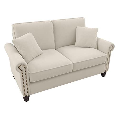 Bush Furniture Coventry Loveseat, 61W, Cream Herringbone Fabric