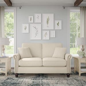 Bush Furniture Coventry Loveseat, 61W, Cream Herringbone Fabric